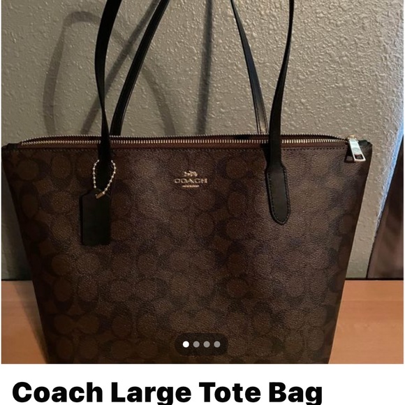 Coach | Bags | Coach Large Tote Style Bag Brown And Black Logo ...
